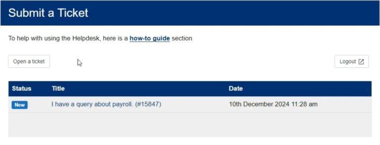 Submitting a ticket | PSC Payroll Query (HSCNI)